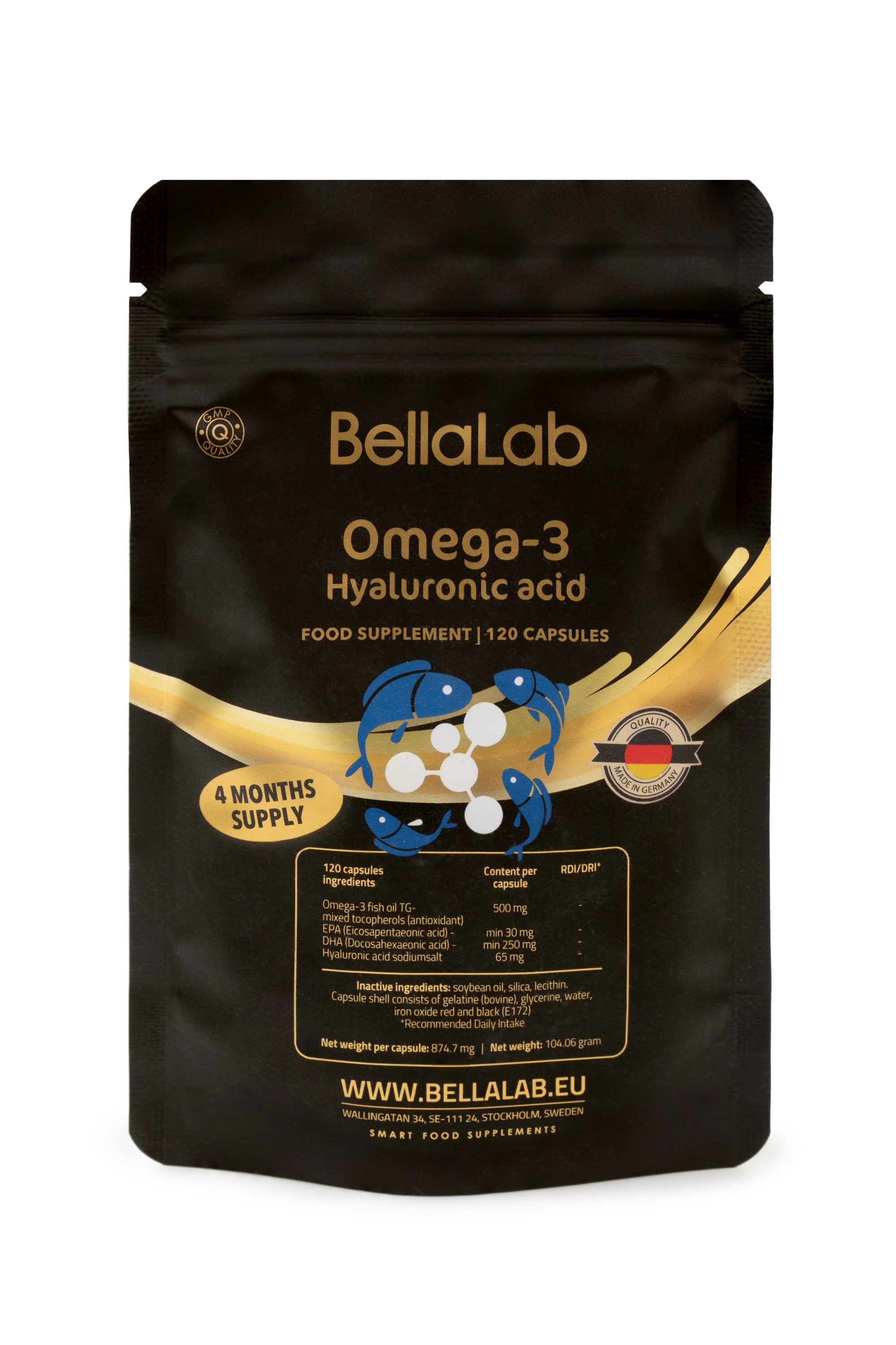Omega 3 + hialuronskābe – Bellalab LV